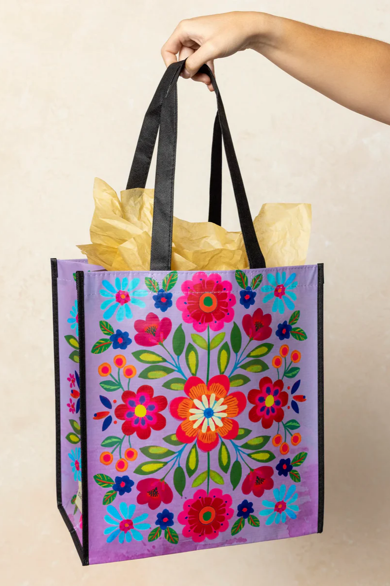 XL Happy Bag | Purple Folk Flower – The Boutique
