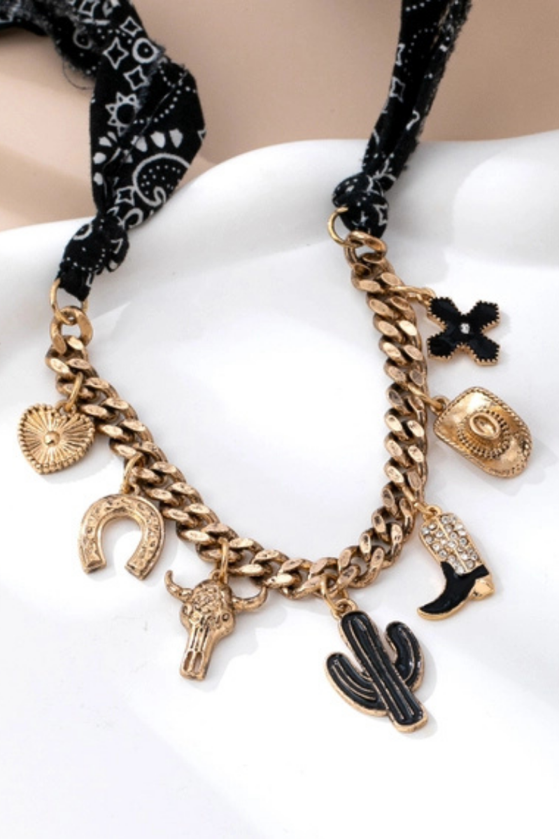Charm Scarf Necklace | Western Skull Boot Hat – The Boutique